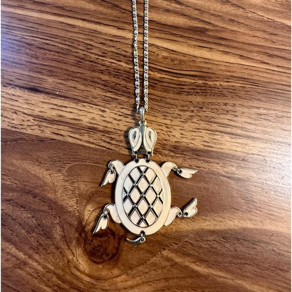 Jewelry | Vintage Turtle Shell Shaped Necklace Hinged Legs Tail Gold ...
